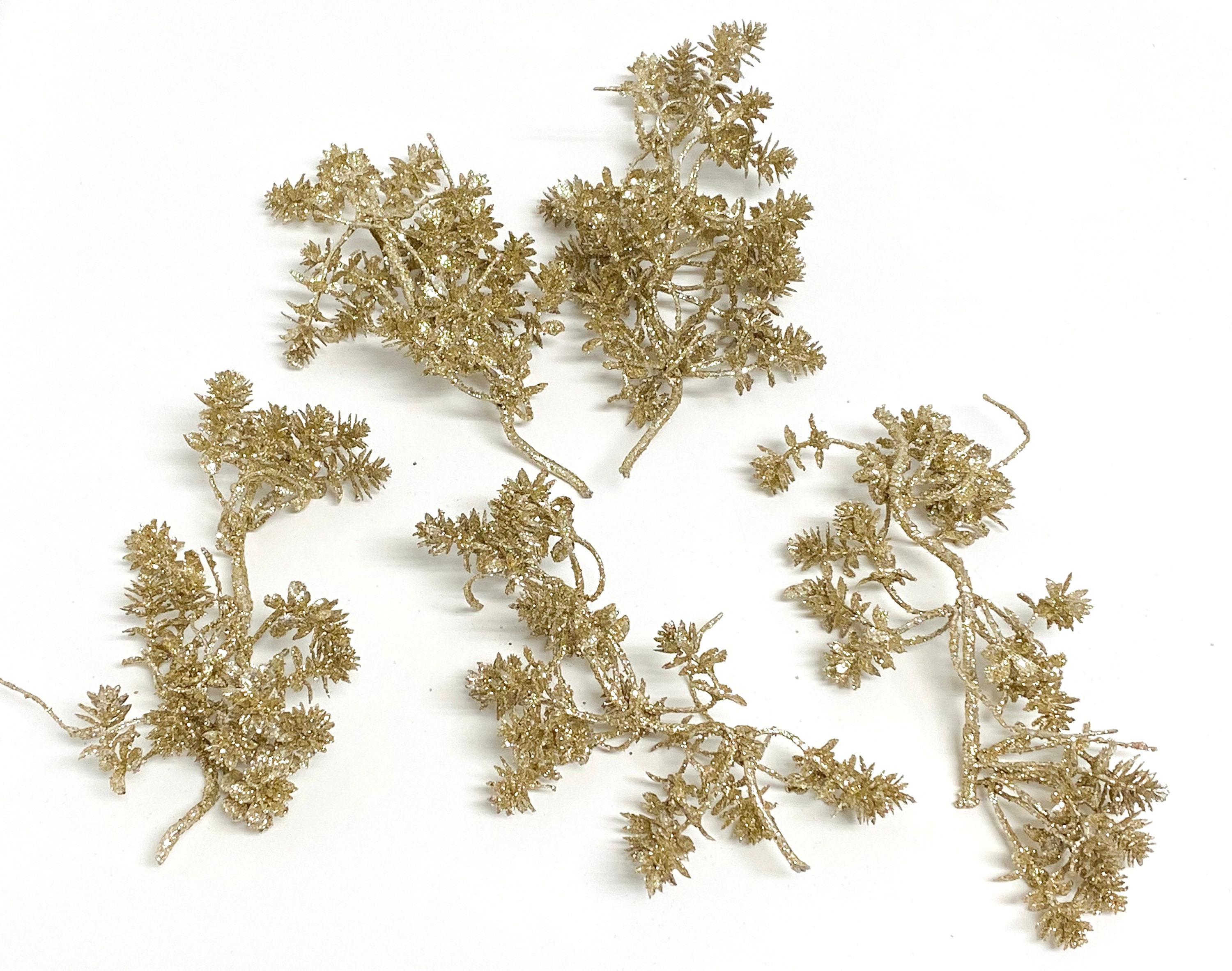 Artificial Champagne Gold Glitter Sedum Stems -artificial Flowers ...