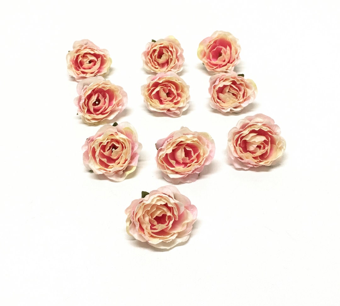 10 Artificial Miniature Blush Pink Ruffled Roses - Artificial Flowers ...