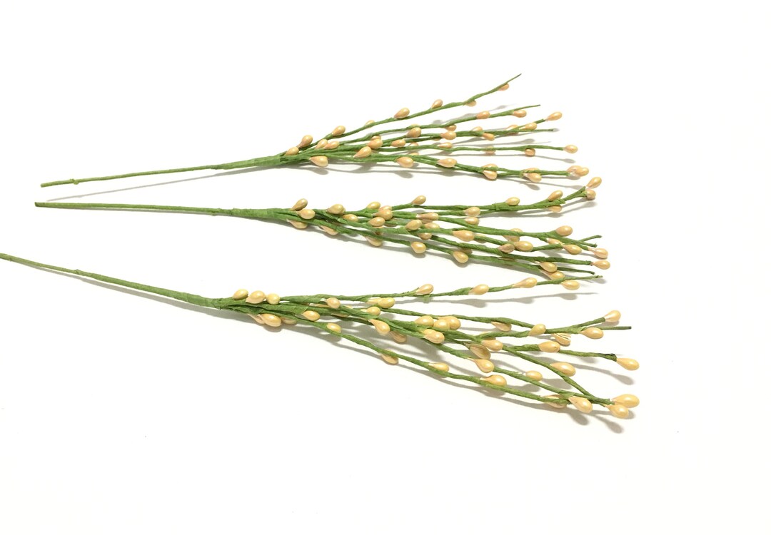 Flower Pick - 3 PEARLY Yellow Pip Berry Picks - Artificial Flowers ...