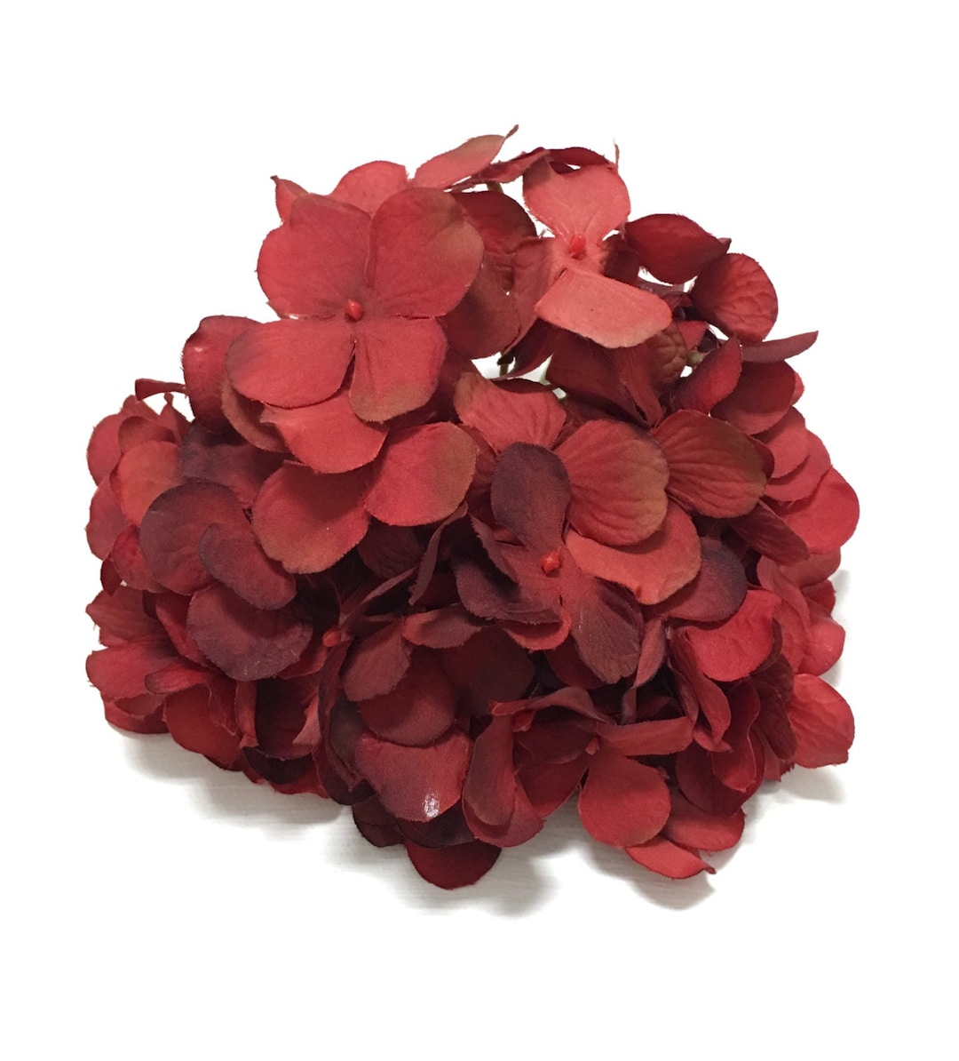 One Artificial Hydrangea Head in Shades of Brick Red With Brown ...
