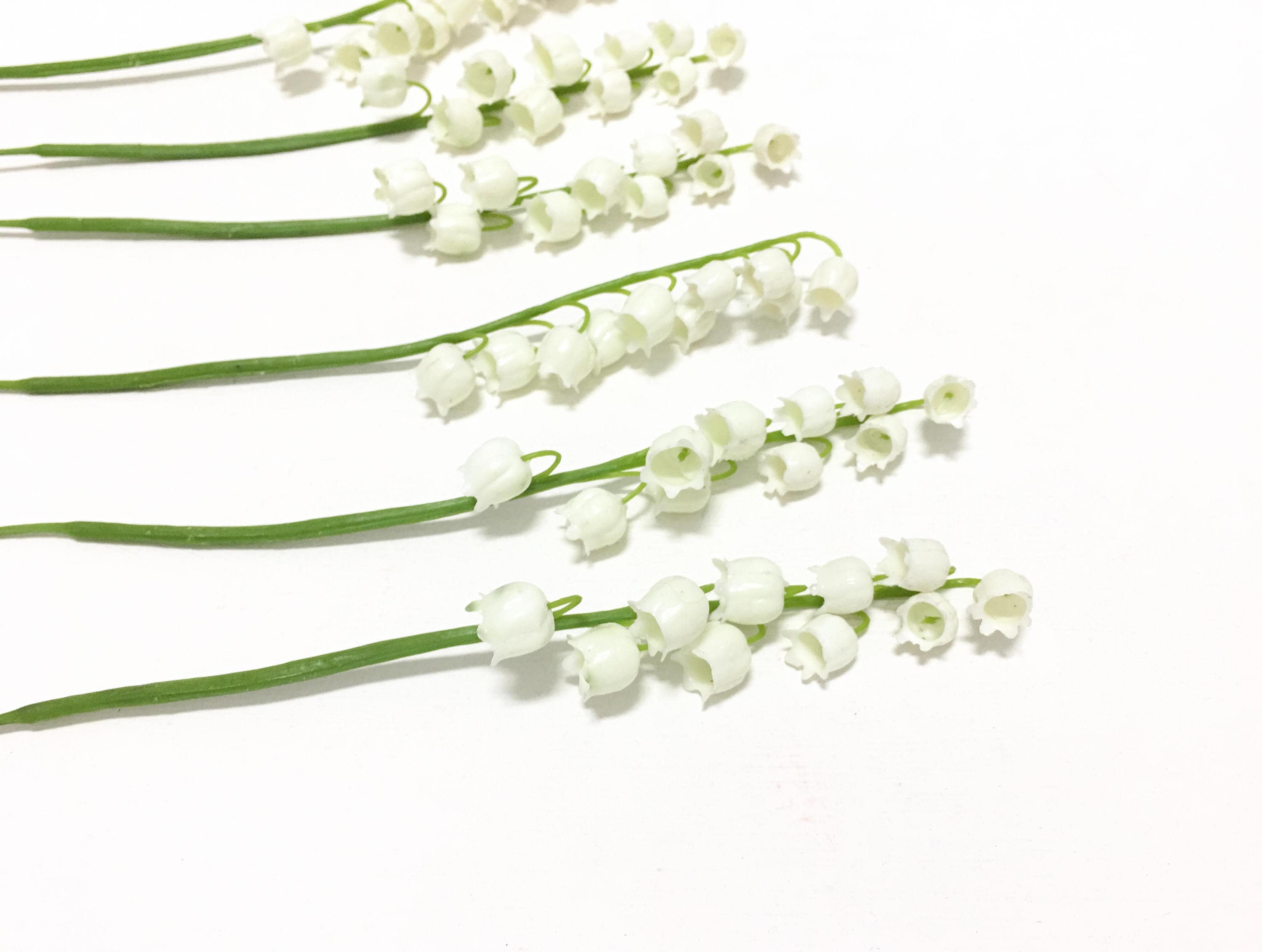 6 Plastic Lily of the Valley Flower Stems - Artificial Flowers ...
