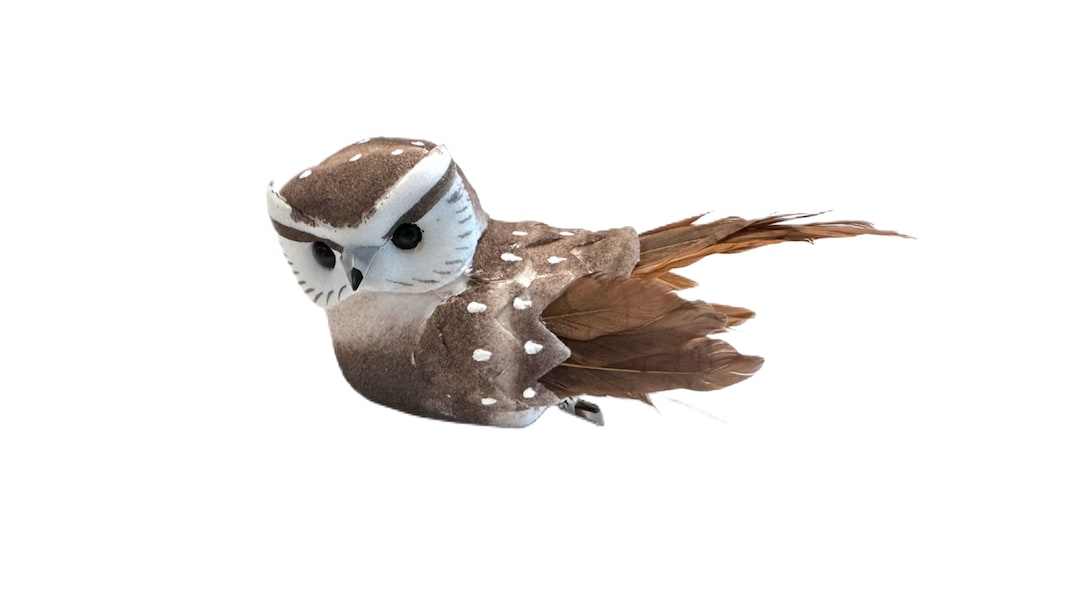 Decorative Brown Foam Feather Artificial Owl on Clip - Craft ...