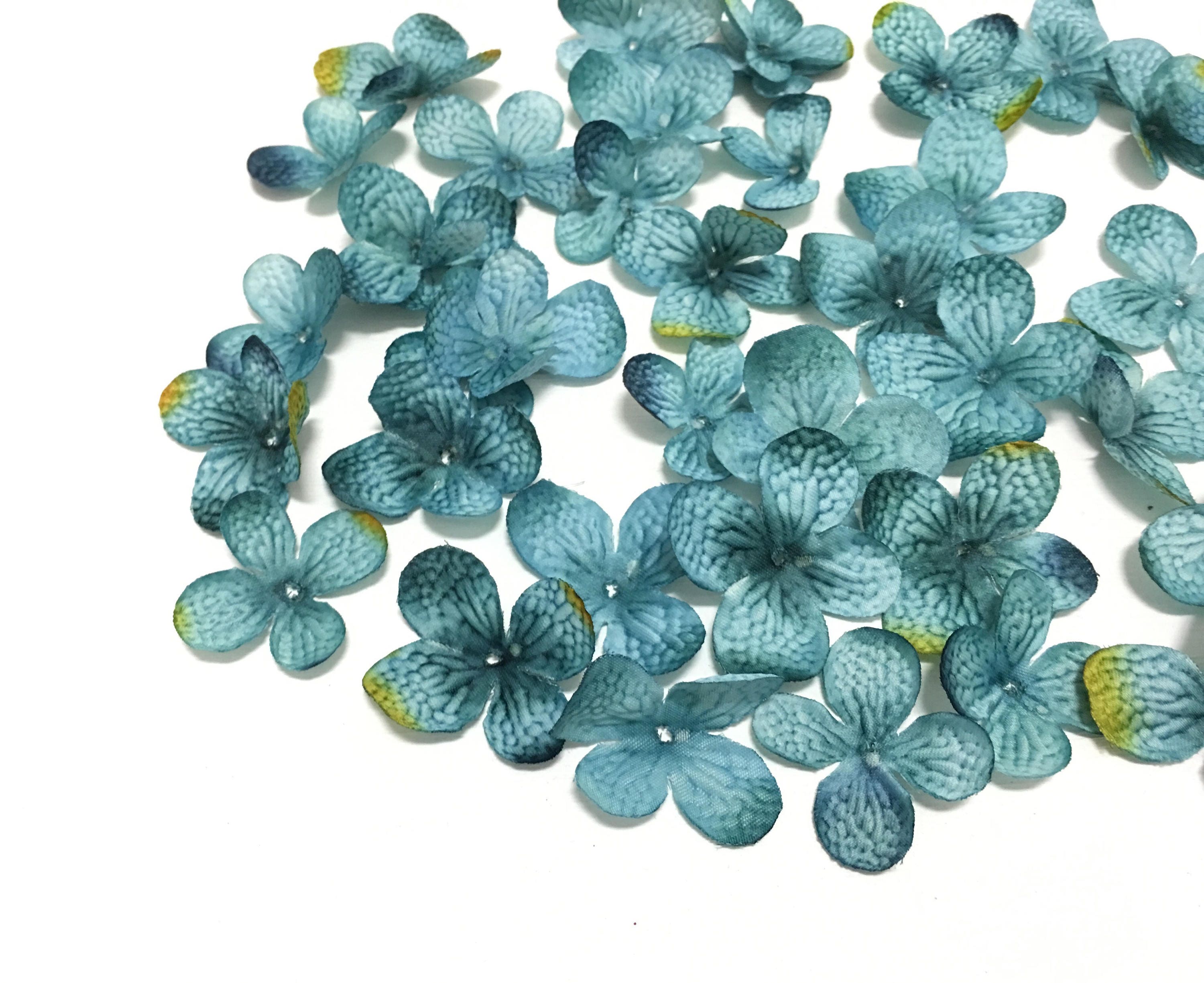40 Aqua Blue Green Artificial Hydrangea Blossoms - Artificial Flowers ...