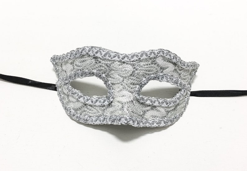 Masquerade Mask SILVER LACE Half Mask Costume Party Mask | Etsy