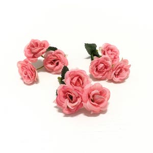 9 CORAL PINK Artificial Mini Roses on Short Stems Artificial Flowers ...