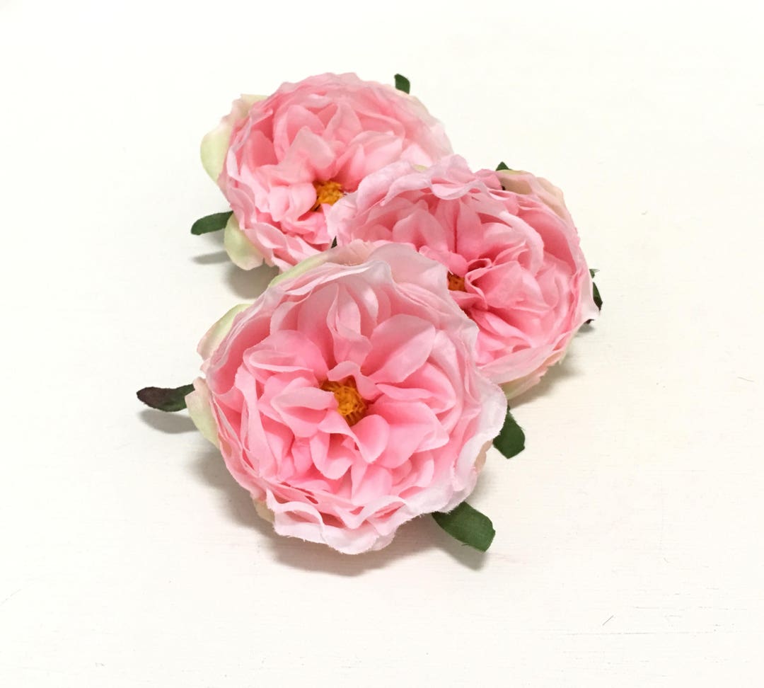 3 Soft Pink Artificial Cabbage Roses - Artificial Flowers, Silk Flowers ...