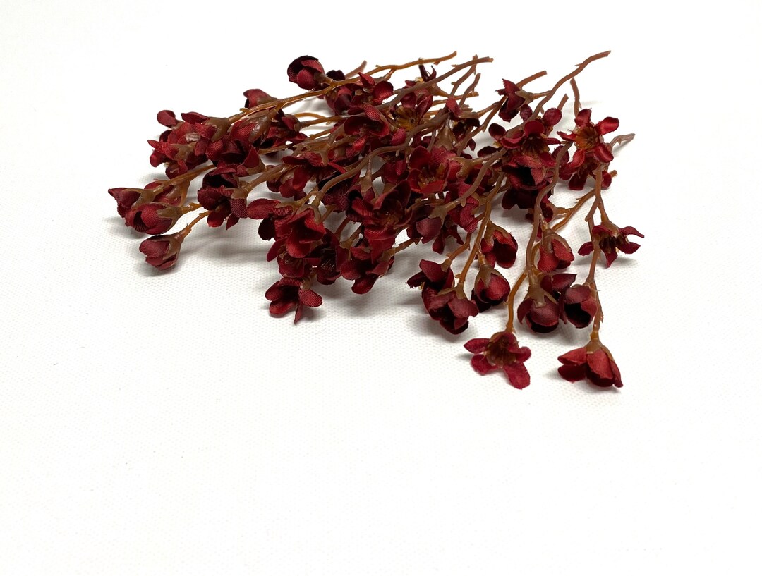 20 Artificial BURGUNDY RED WAXFLOWERS Stems Artificial Flowers, Silk ...