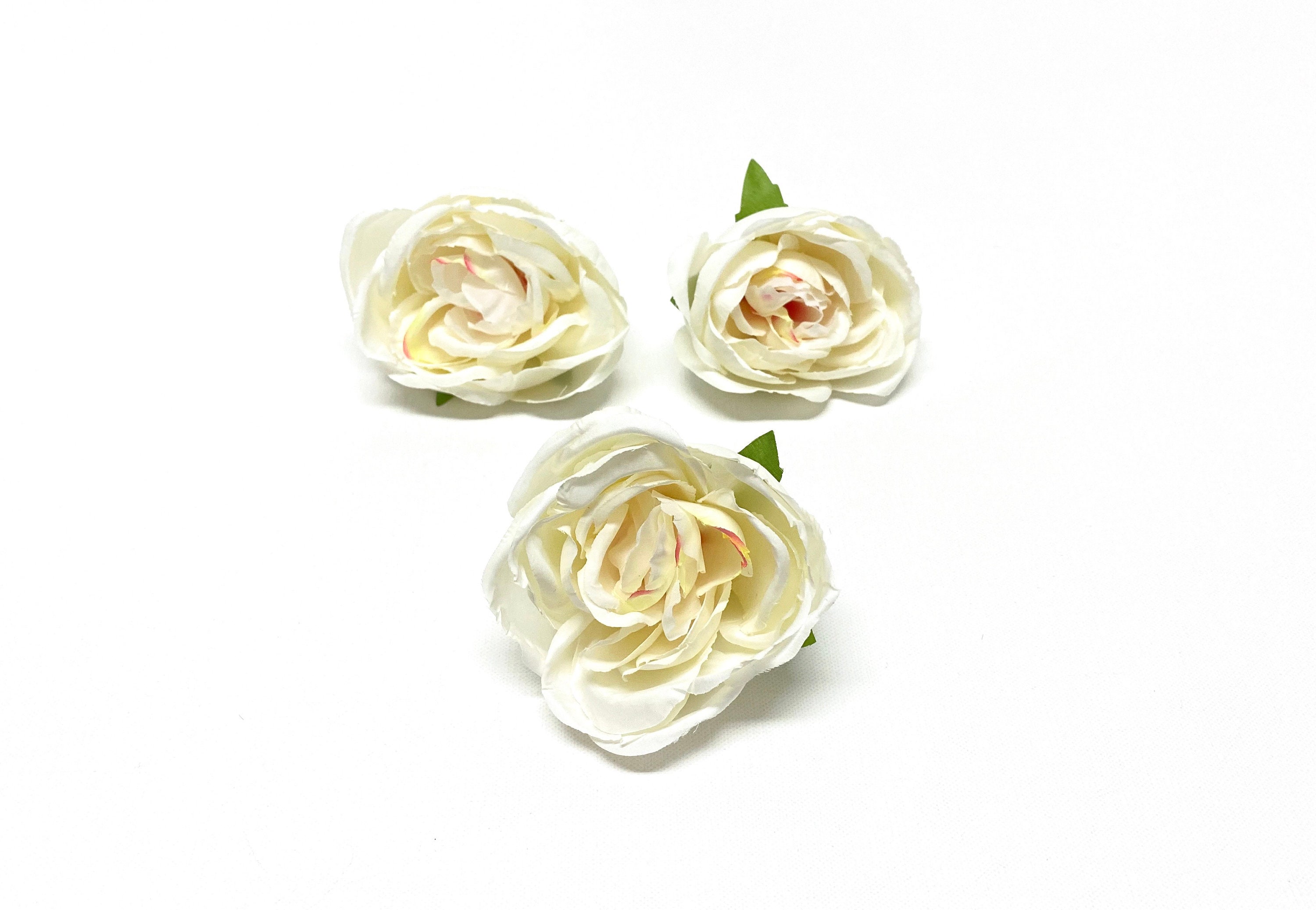 3 CREAM Artificial Cabbage Roses Artificial Flowers Silk | Etsy