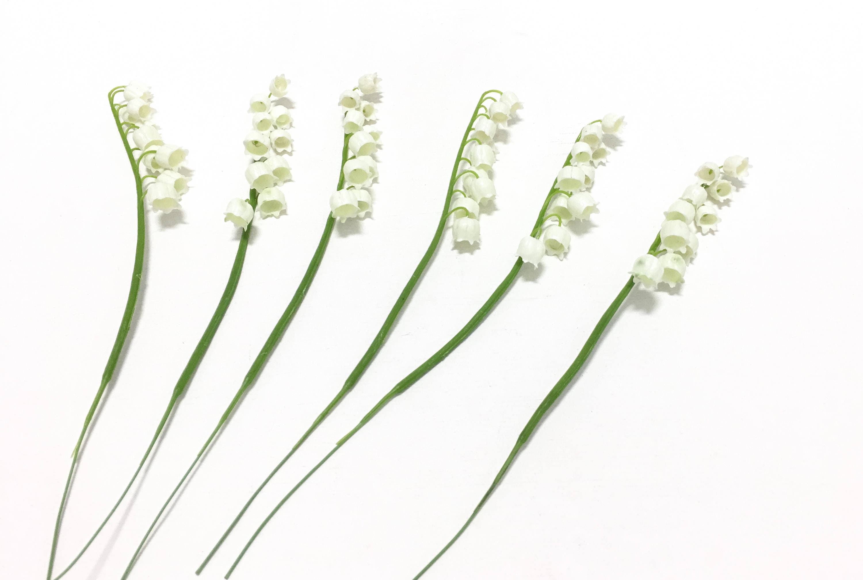 6 Plastic Lily of the Valley Flower Stems - Artificial Flowers ...