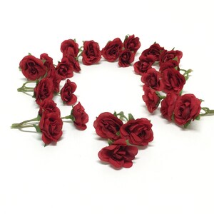 24 Tiny Red Artificial Mini Roses-artificial Flowers, Silk Flowers ...