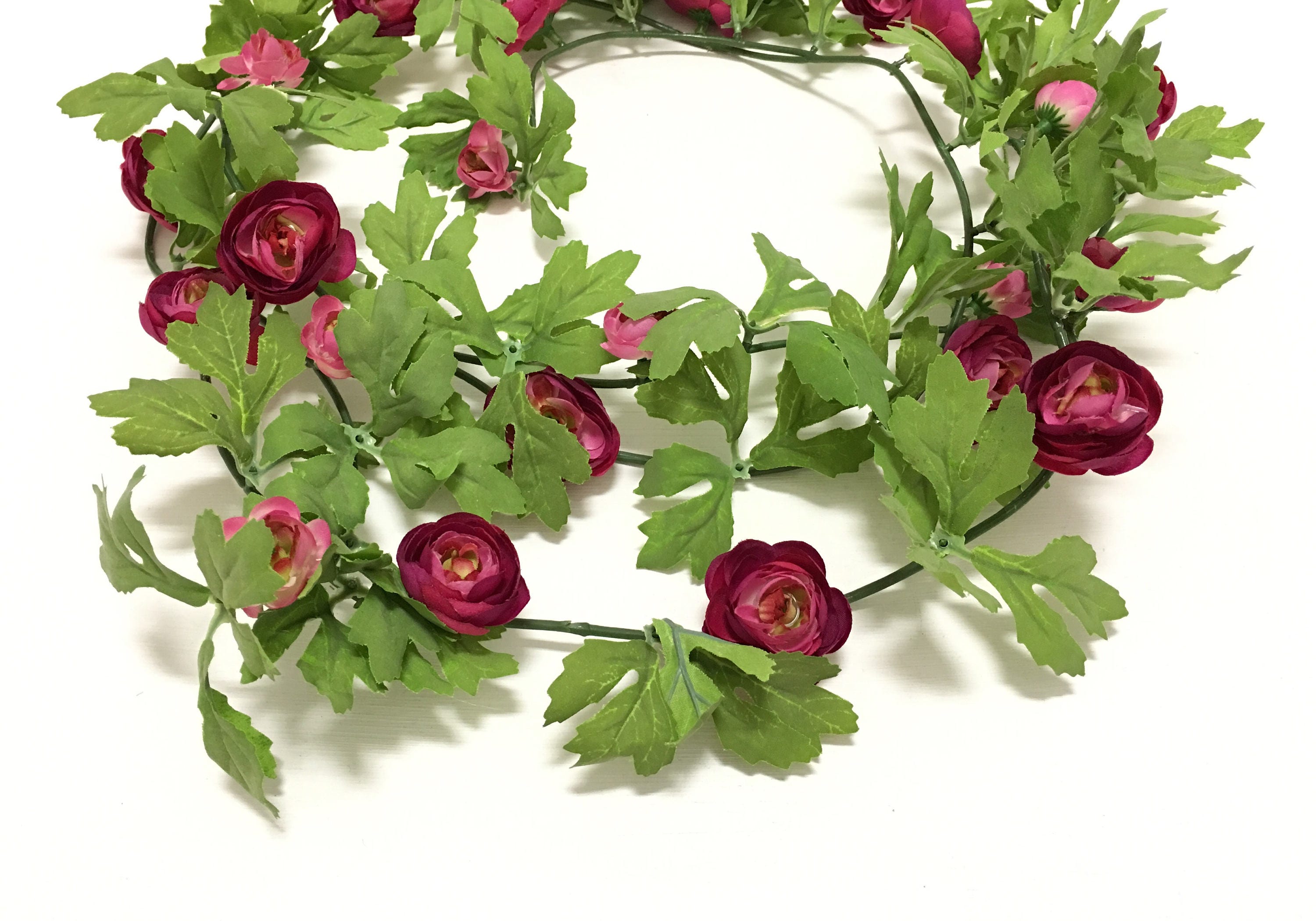 6 Ft FUCHSIA Pink Mini Ranunculus GARLAND Wedding Crowns - Etsy