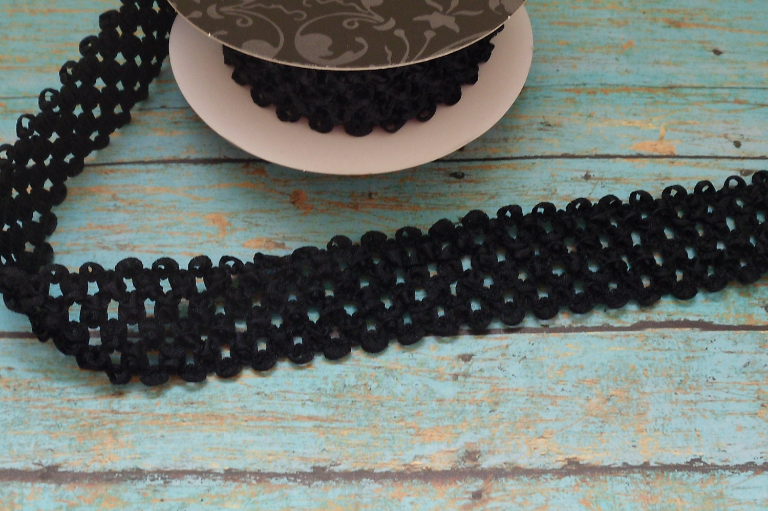 BLACK ELASTIC Waffle Crochet Ribbon 2 Yards X 1.5 Inches - Etsy