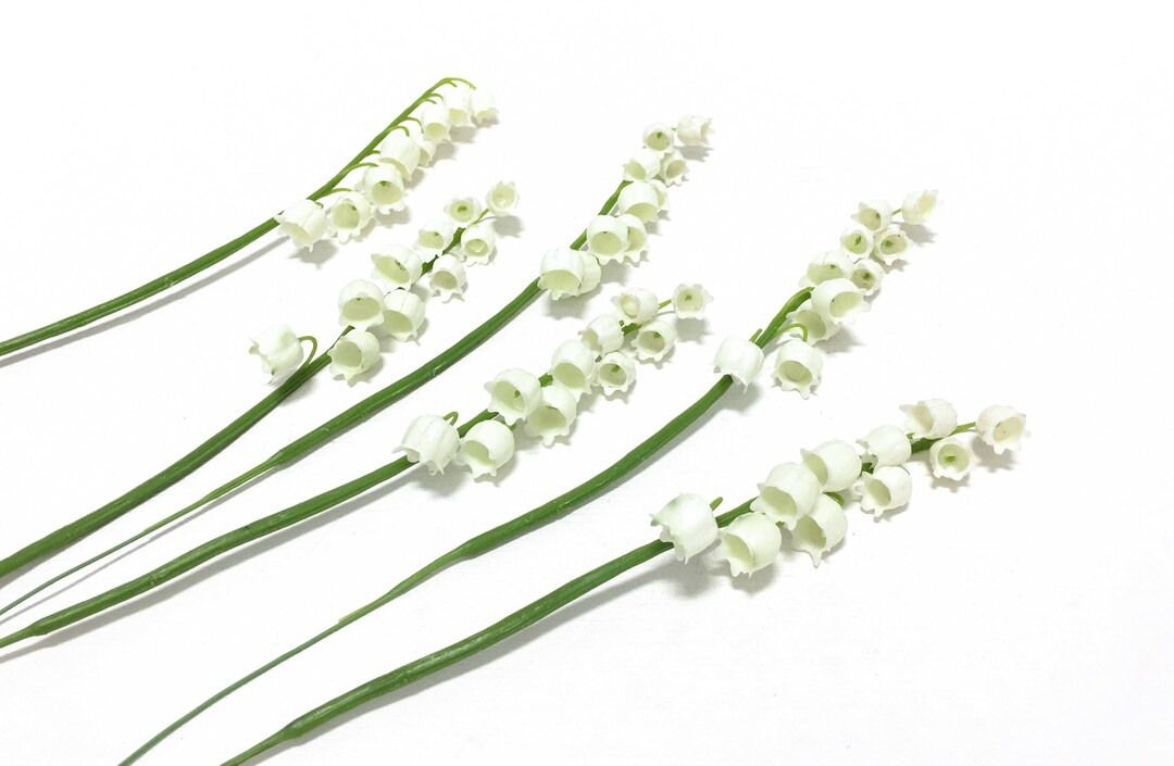 6 Plastic Lily of the Valley Flower Stems - Artificial Flowers ...