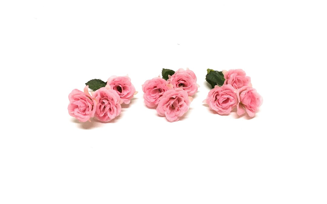 9 Pink Artificial Mini Roses - Artificial Flowers, Silk Flowers, Hair ...