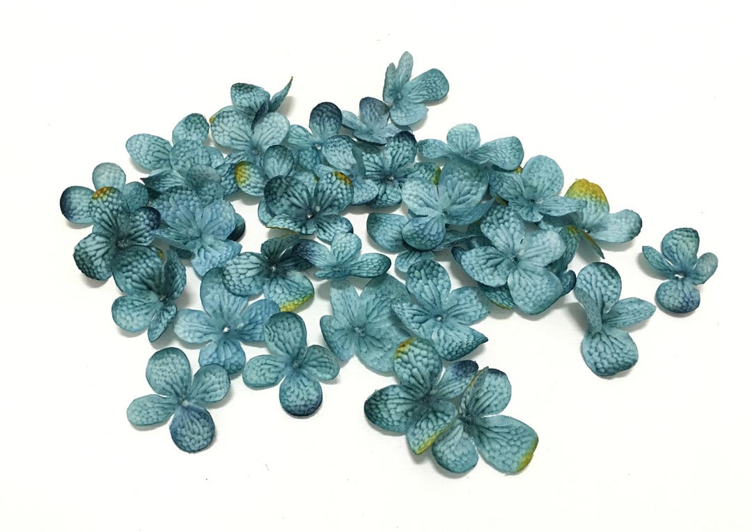 20 Artificial Hydrangea Blossoms in Aqua Blue Green - Hydrangea Petals ...