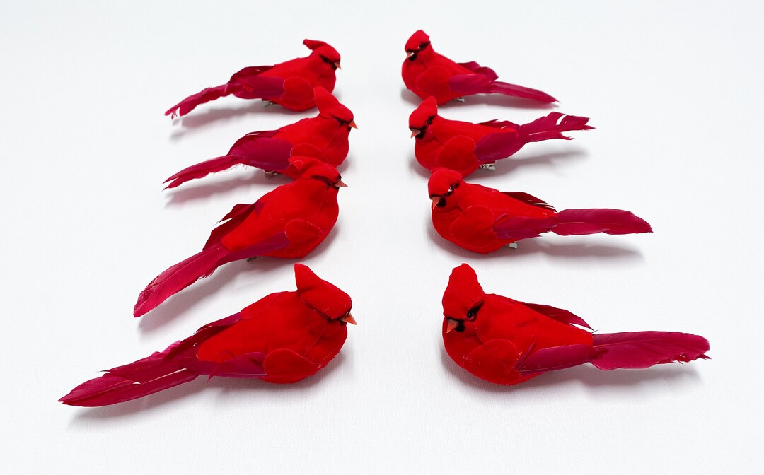 8 Large BLEMISHED Artificial Decorative Red Cardinal Birds Craft ...