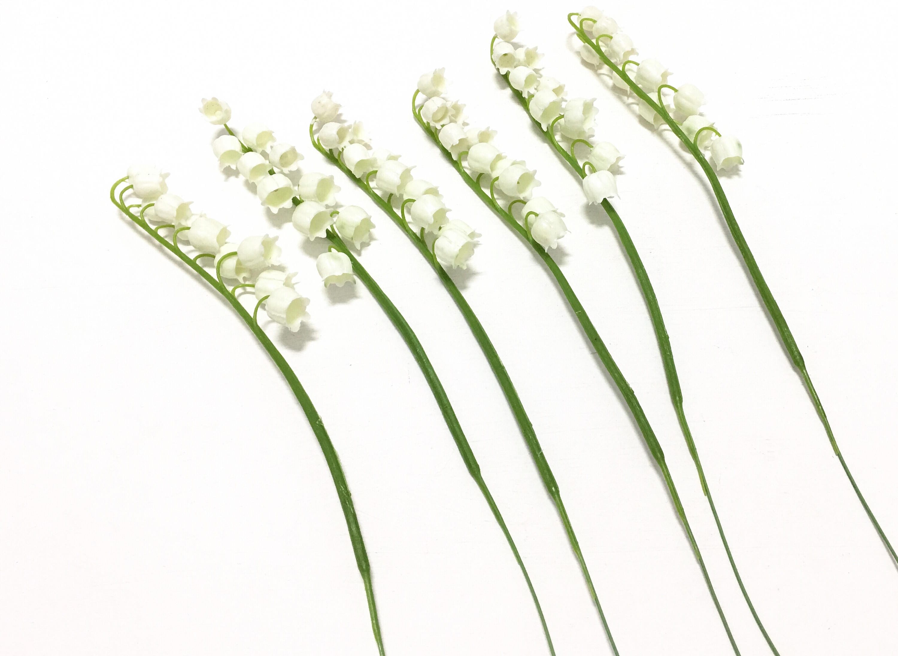 6 Plastic Lily of the Valley Flower Stems - Artificial Flowers ...