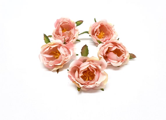 5 PINK Artificial Cabbage Roses Artificial Flowers Silk - Etsy