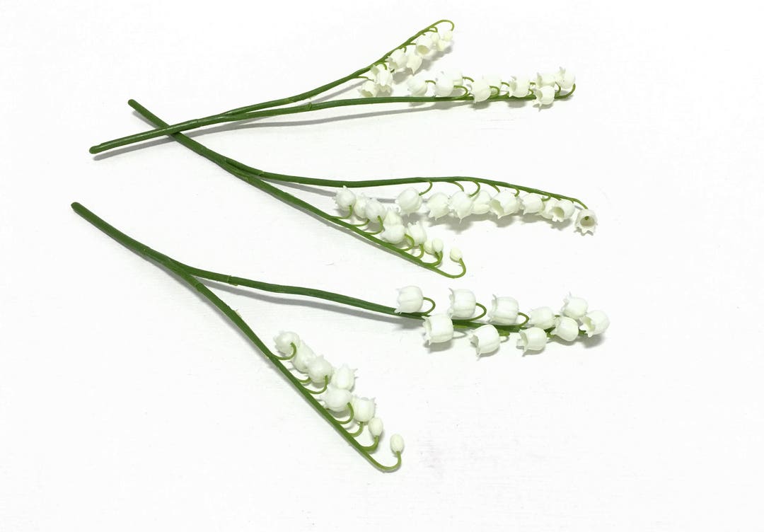 3 Plastic Artificial Lily of the Valley Flower Stems - Artificial ...