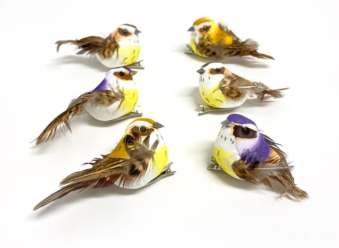 6 Artificial Decorative Artificial Birds - Craft Supplies, Wedding ...
