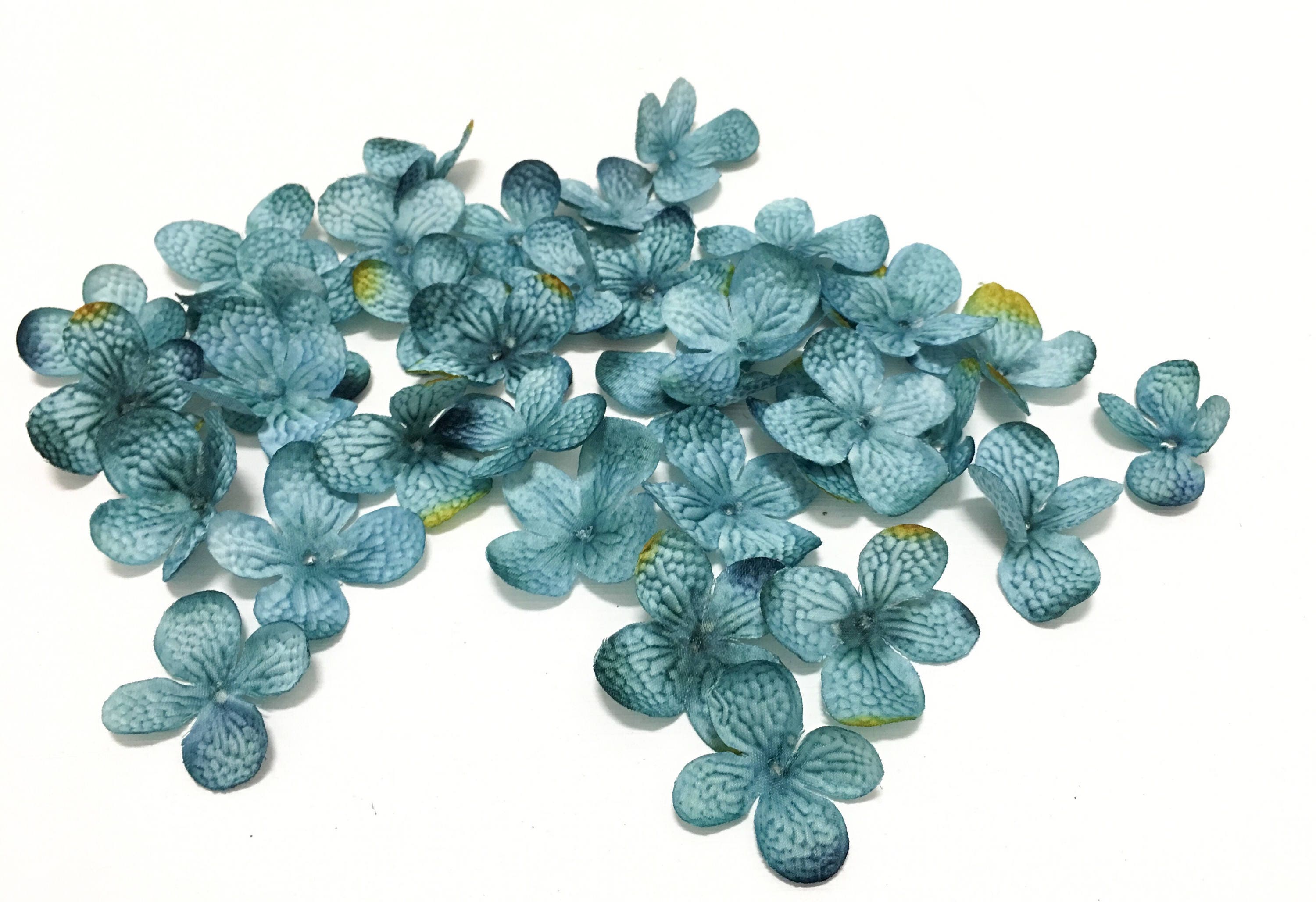 40 Aqua Blue Green Artificial Hydrangea Blossoms - Artificial Flowers ...