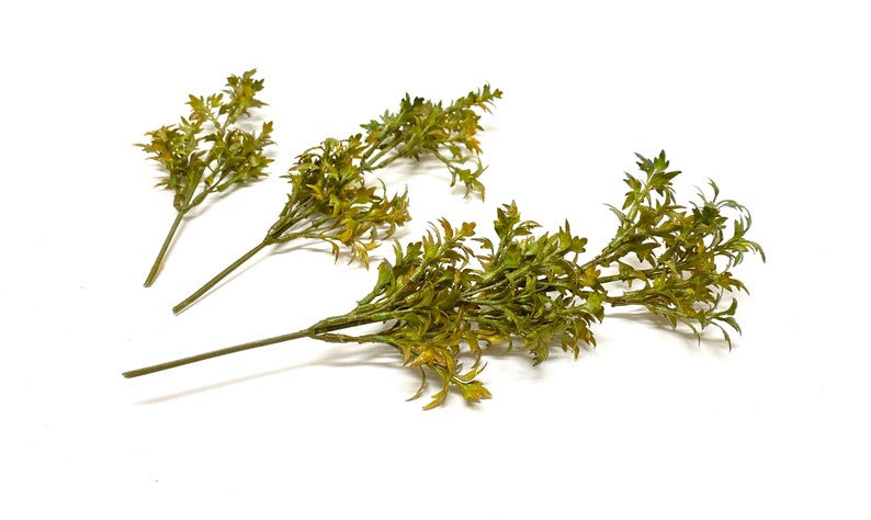 3 Plastic Green Dried Mini Leaf Stems Artificial Greenery | Etsy