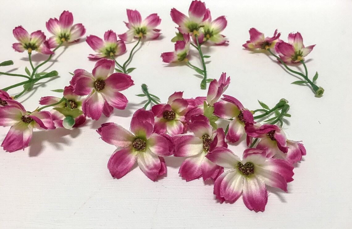 24 FUCHSIA PINK Artificial Baby Cosmos Artificial Flowers | Etsy