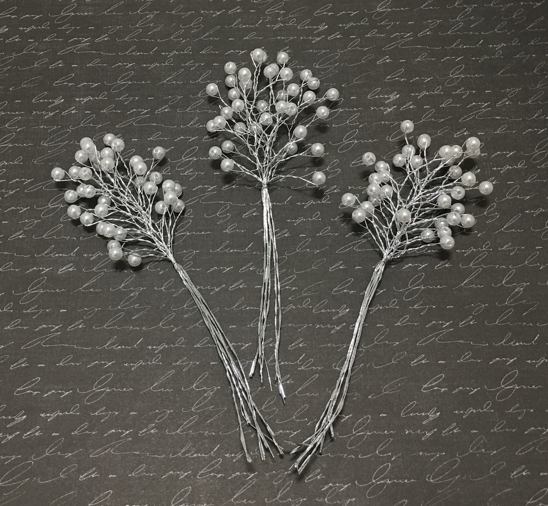 3 Sets 6mm White Pearl Picks - Artificial Flowers, Wedding Picks ...