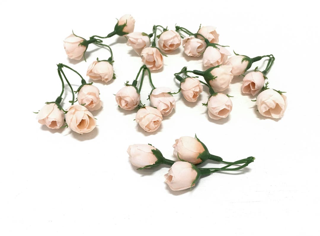 24 Dry Look BLUSH Peach Artificial Rose Buds - Artificial Flowers, Silk ...
