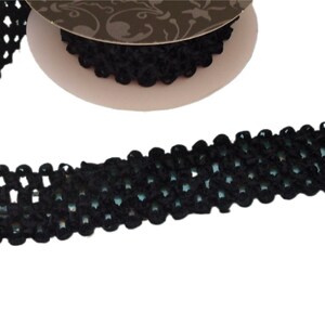 BLACK ELASTIC Waffle Crochet Ribbon 2 Yards X 1.5 Inches for Crafts ...