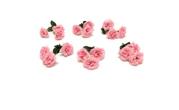 18 Pink Artificial Mini Roses on SHORT STEMS Artificial | Etsy