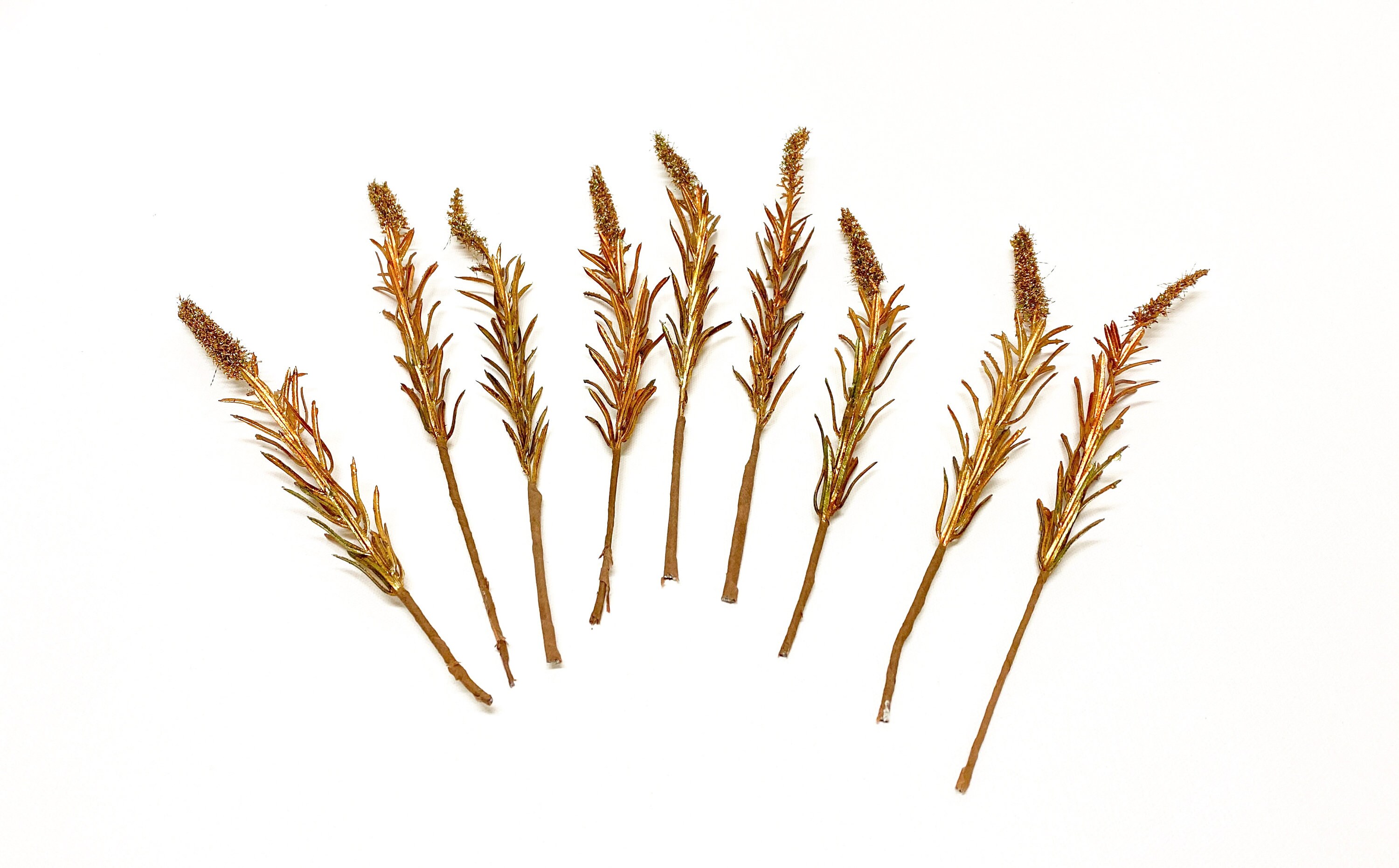9 Metallic Bronze Gold Artificial Heather Stems - Artificial Flowers ...