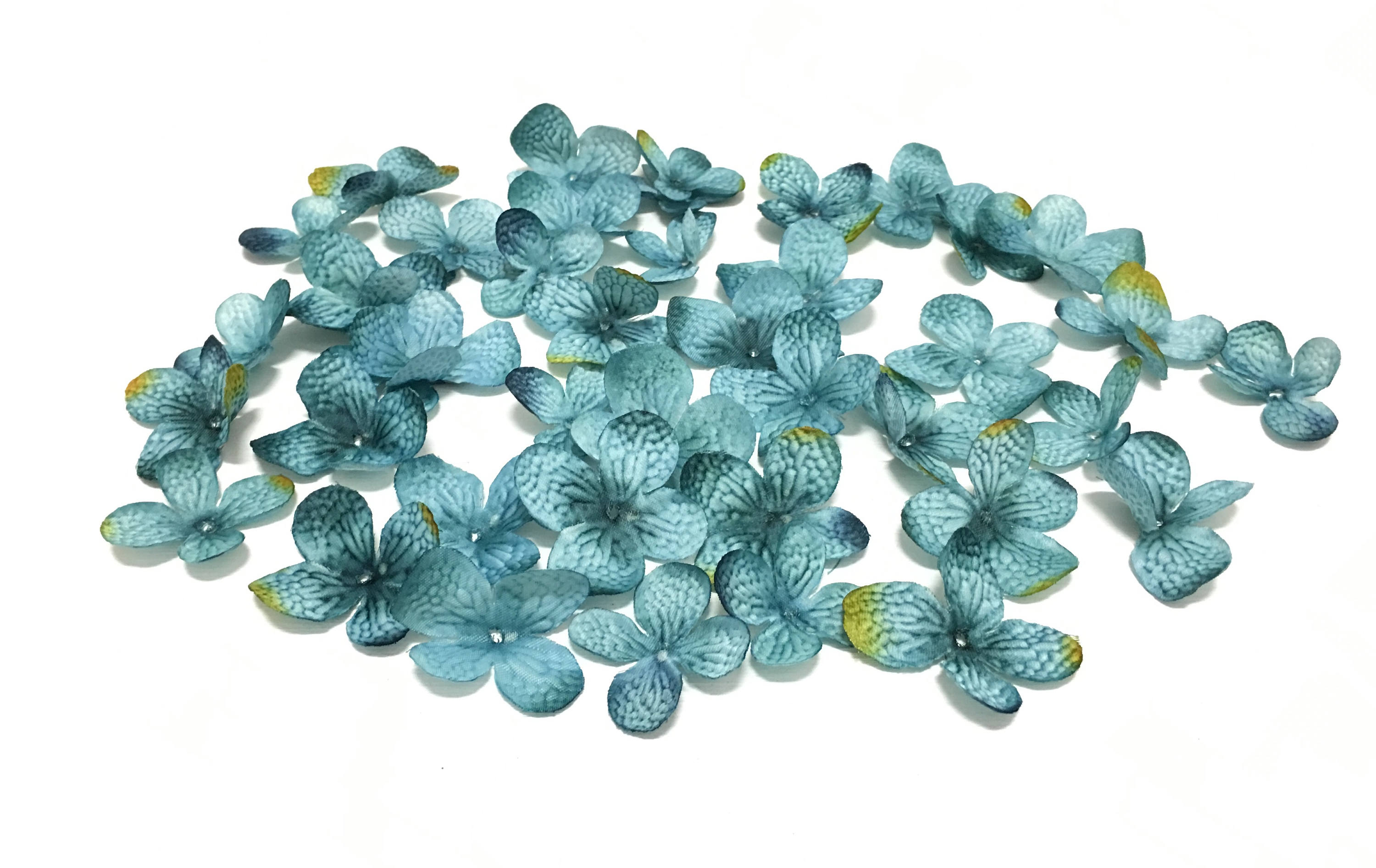 40 Aqua Blue Green Artificial Hydrangea Blossoms - Artificial Flowers ...