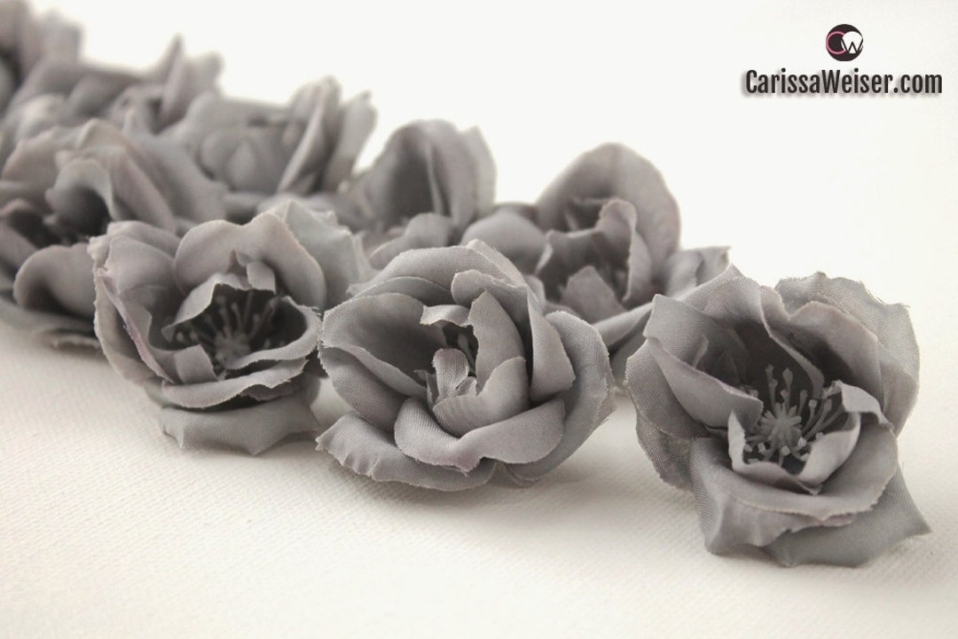 12 Small Artificial GRAY Roses Artificial Flowers GREY Roses, Hair ...