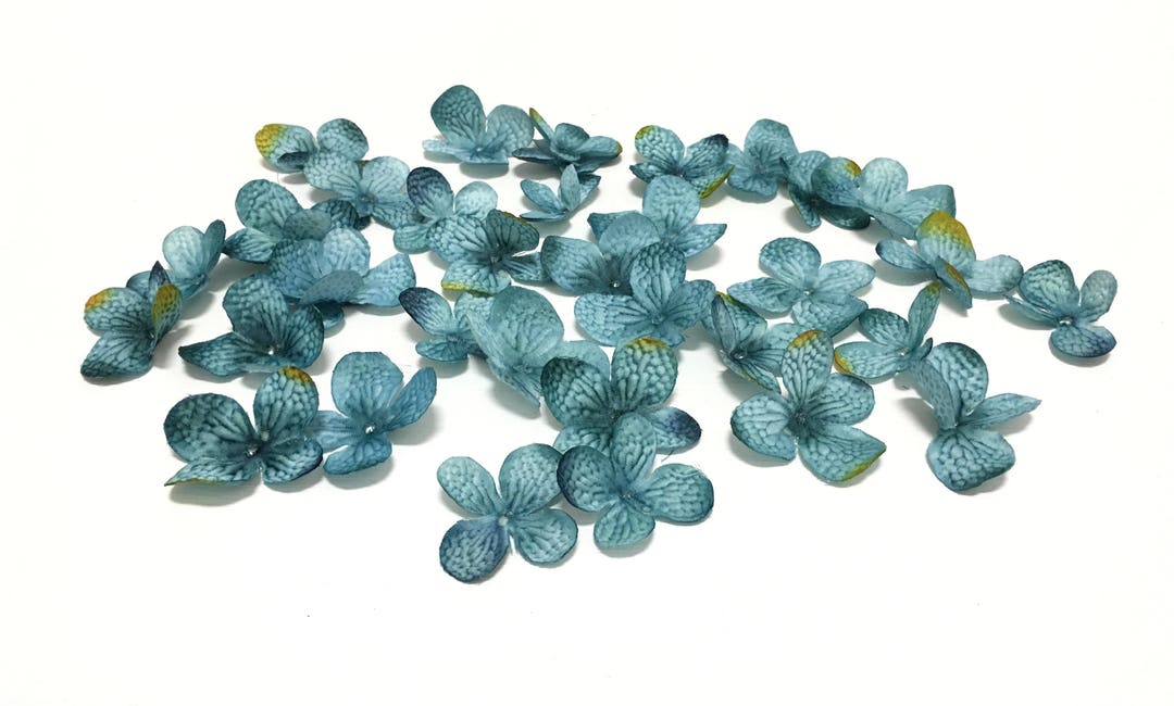 40 Aqua Blue Green Artificial Hydrangea Blossoms - Artificial Flowers ...