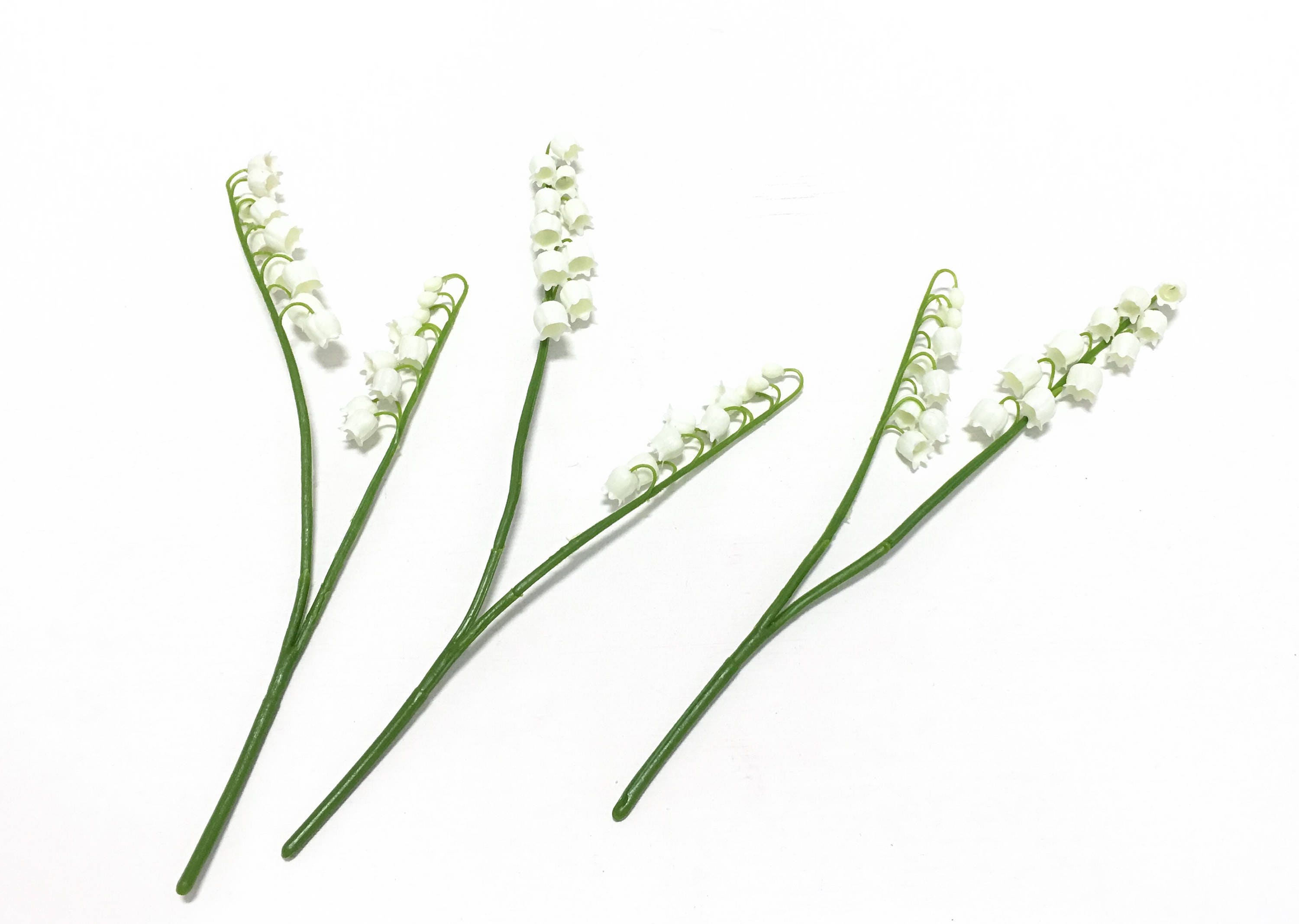 3 Plastic Artificial Lily of the Valley Flower Stems - Artificial ...