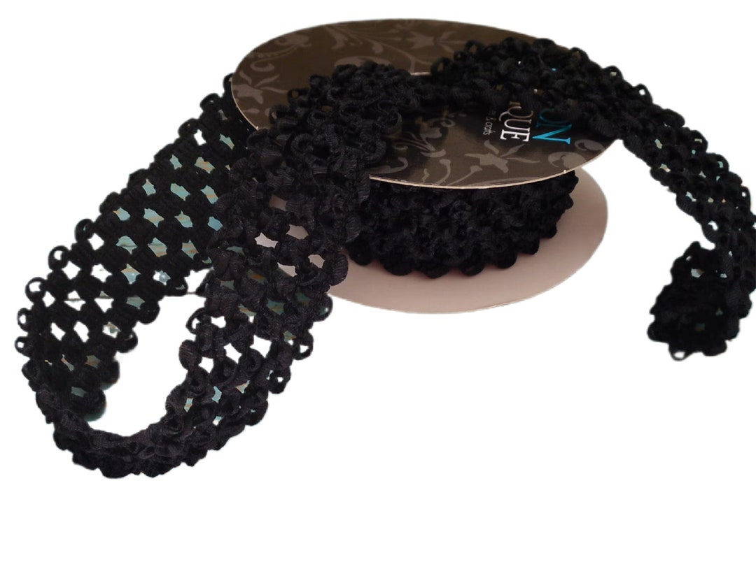 BLACK ELASTIC Waffle Crochet Ribbon 2 Yards X 1.5 Inches for Crafts ...