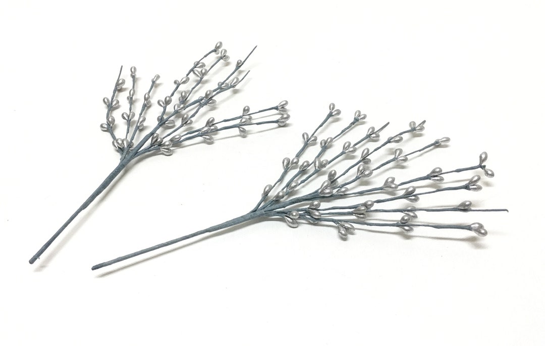 2 Silver Artificial Pip Berry Picks - Artificial Flowers, Pip Berry ...