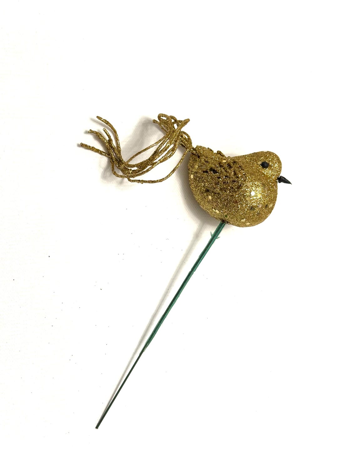 Artificial Gold Glitter Bird on Pick - Craft Embellishment - Home Decor ...