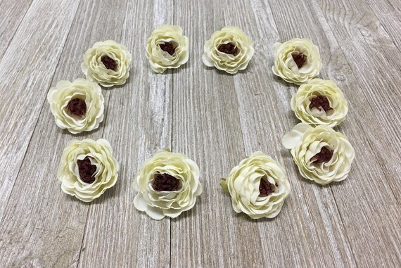 10 Cream Ruffled Artificial Roses hair Accessory Flower | Etsy