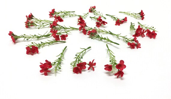 20 RED Artificial WAXFLOWER Stems Artificial Flowers Silk | Etsy