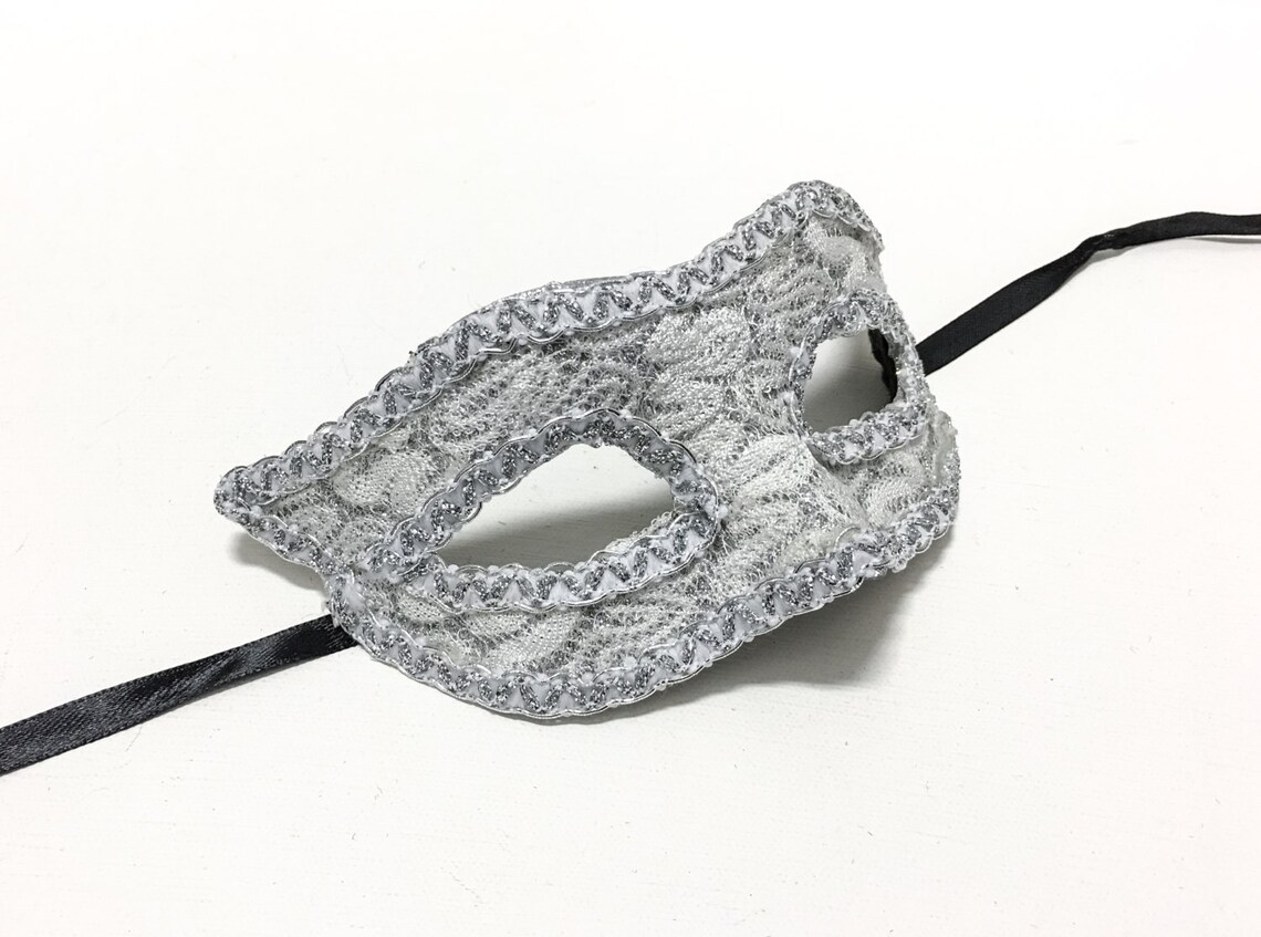 Masquerade Mask SILVER LACE Half Mask Costume Party Mask | Etsy