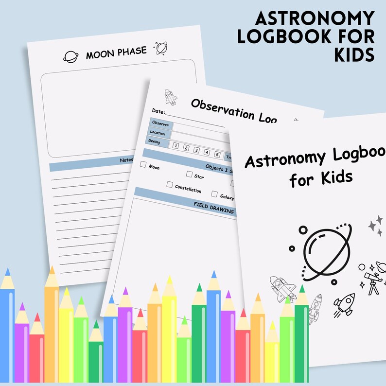 Printable Astronomy Logbook for Kids, Night Sky Journal, Space ...