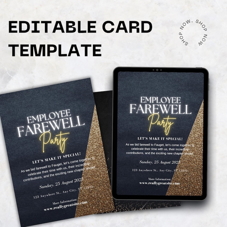 Editable Employee Farewell Party Invitation Template, Office Goodbye ...