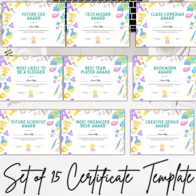 Editable Student Award Certificates | Set of 15 End of Year Funny ...