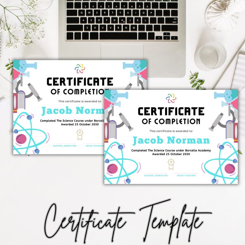 Science Certificate of Completion Template | Editable PDF for Students ...
