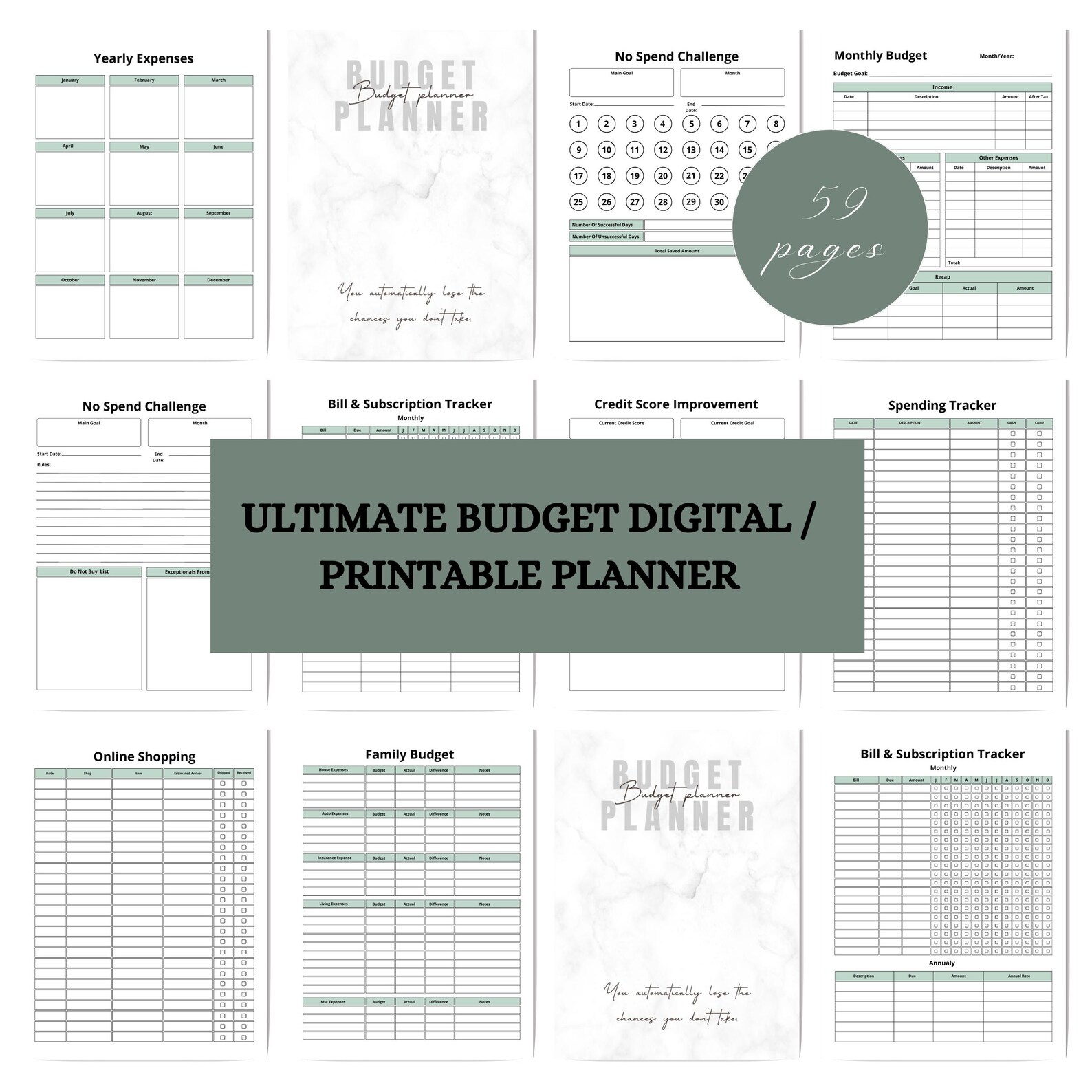 Ultimate Budget Planner Printable | Monthly Expense Tracker, Debt ...