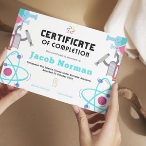 Science Certificate of Completion Template | Editable PDF for Students ...