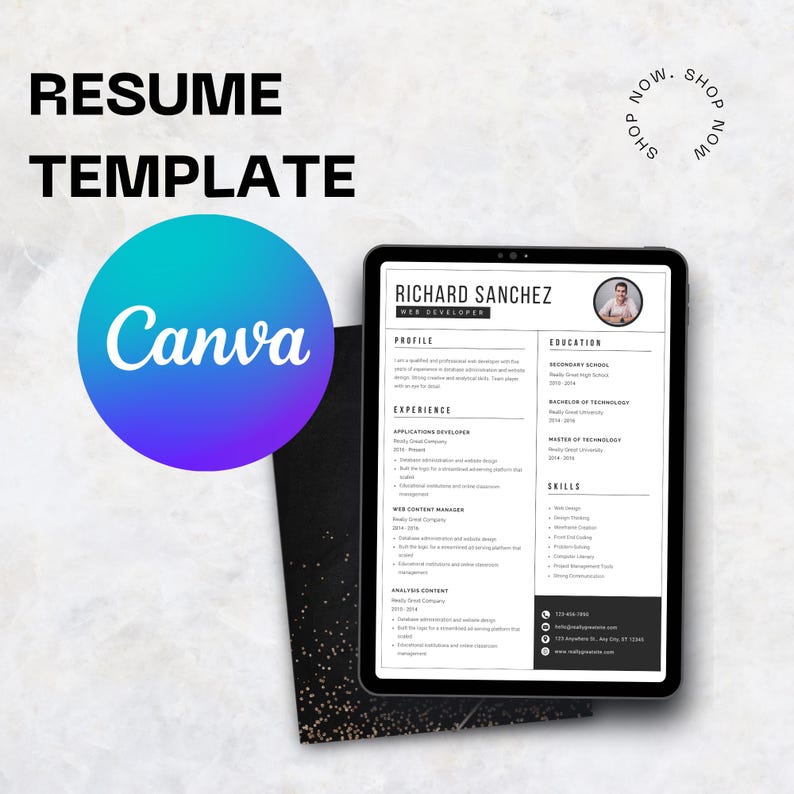 Web Developer Resume Template Canva Editable, Modern Tech CV ...
