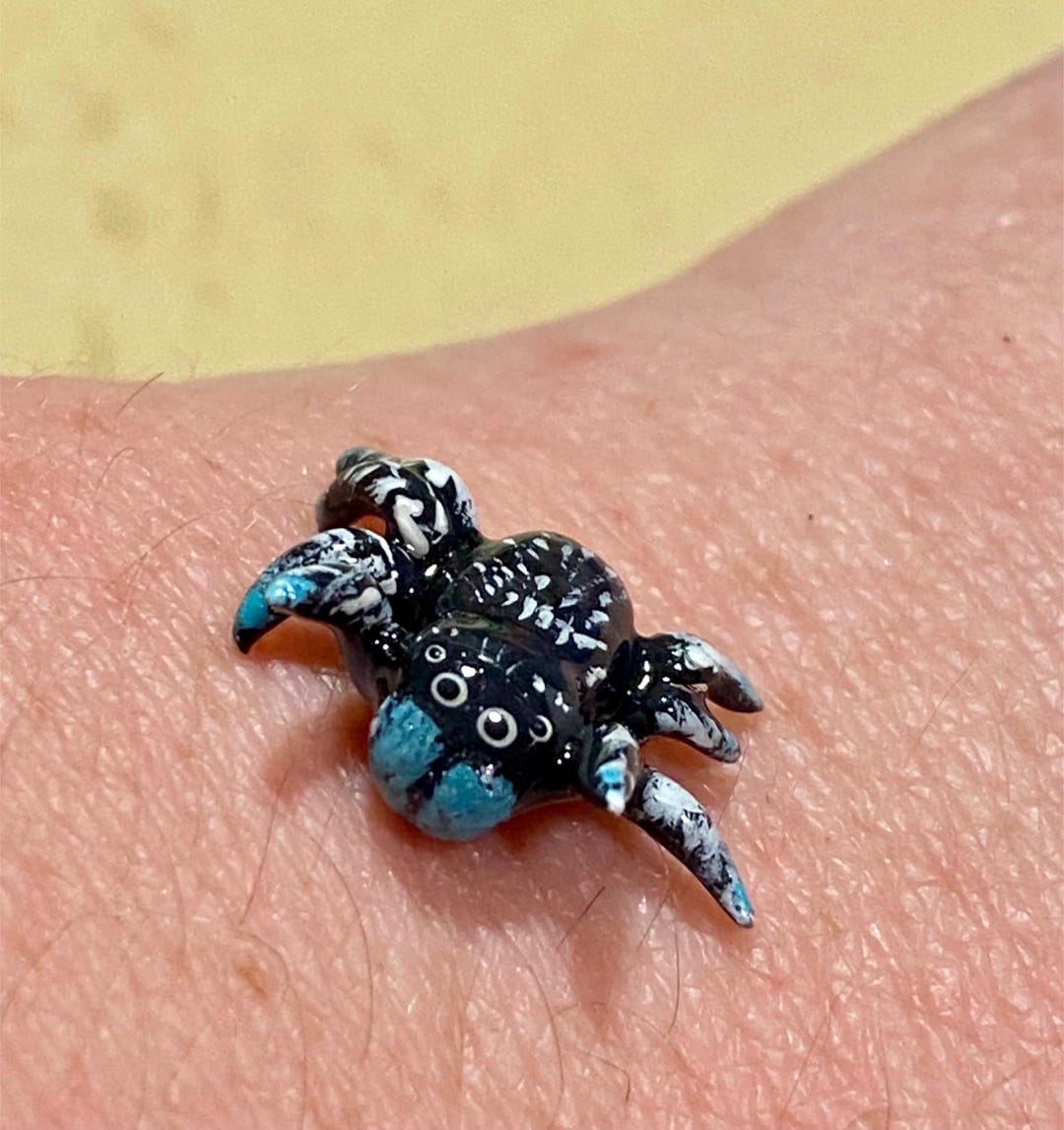 Handmade Life Size Jumping Spider Sculpture, Polymer Clay Spider ...